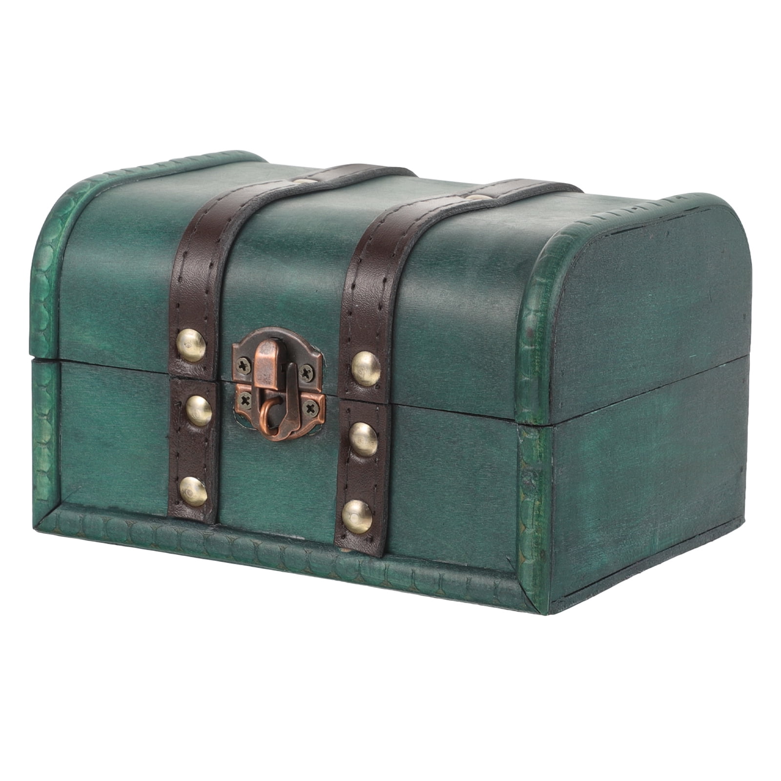 HOMEMAXS Retro Green Jewelry Box for Storage Use Durable Wood and Metal ...