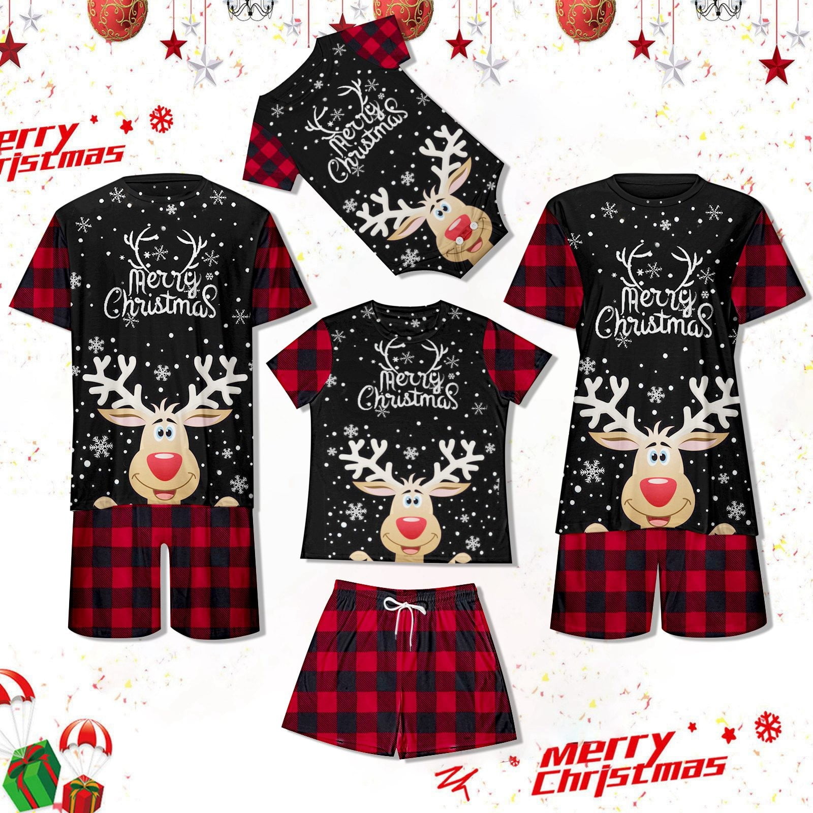 YuYuBao Family Matching Christmas Pajamas Sets Reindeer Snowflake ...
