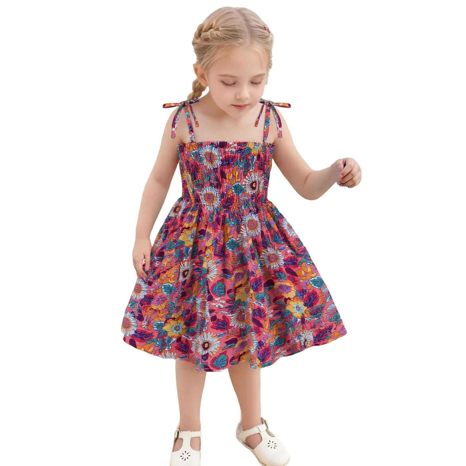 YuYuBao Toddler Girls Dress Summer Spaghetti Strap Floral Print Strappy ...