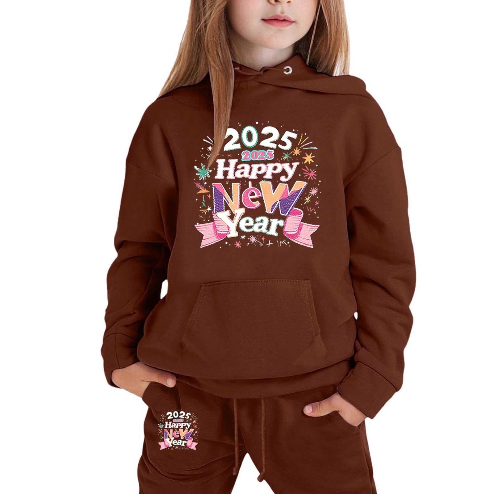 YuYuBao Toddler Girls Outfits Sets 2025 New Year Print Long Sleeve ...