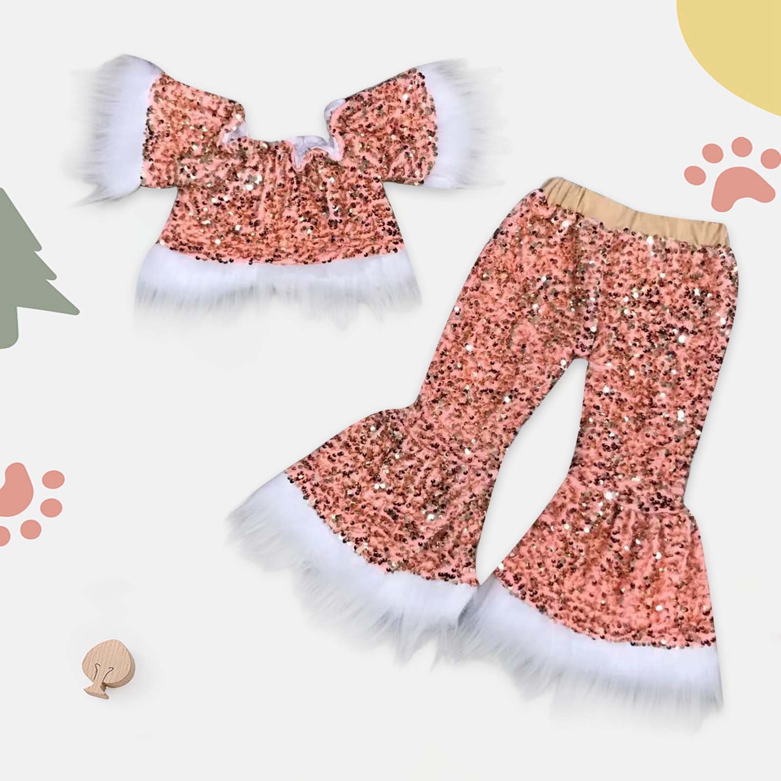 YuYuBao Toddler Girls Outfits Sets Sequin Suit Princess Tops +Glitter ...