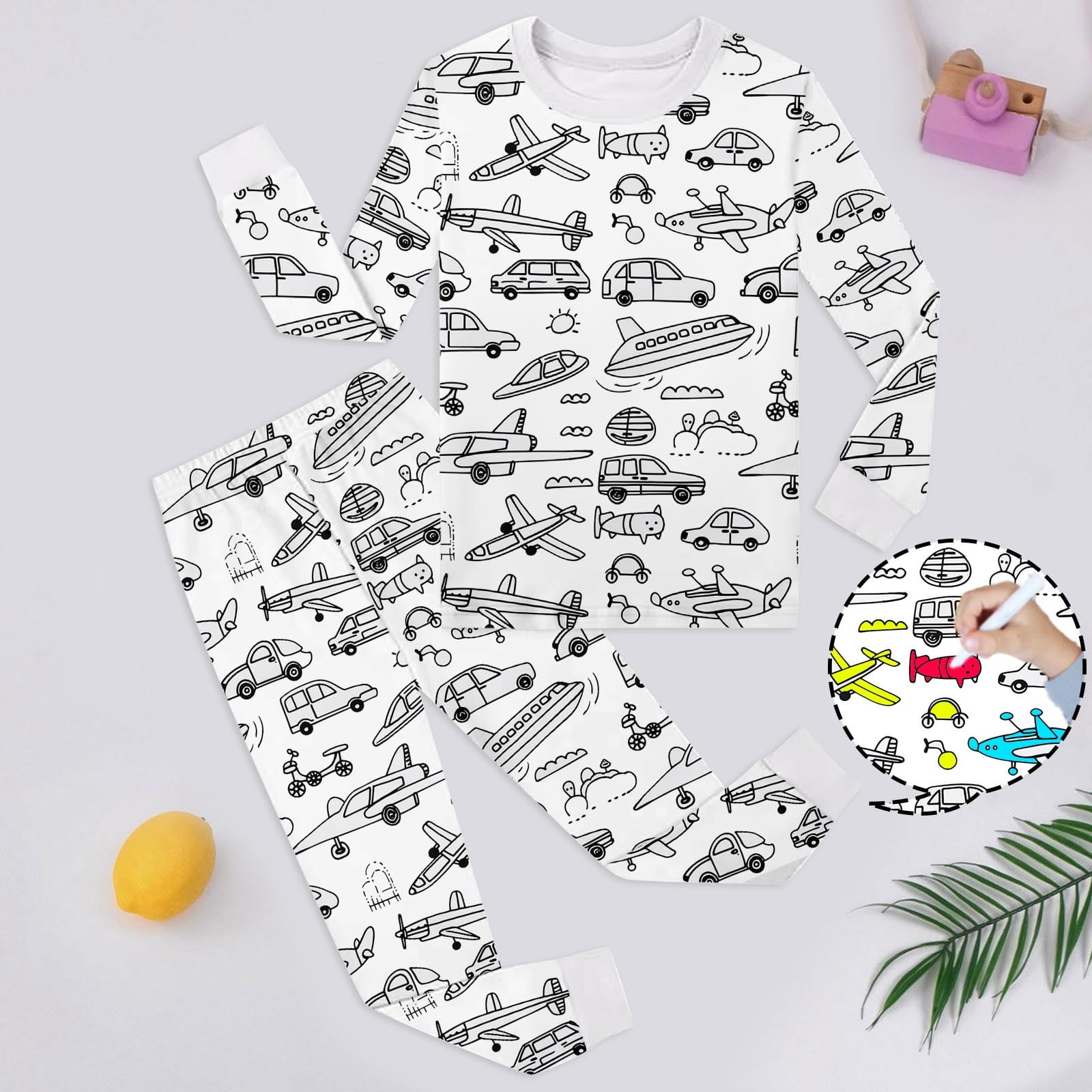 YuYuBao Toddler Girls Pajamas Handmade Doodle Coloring DIY Hand Long ...