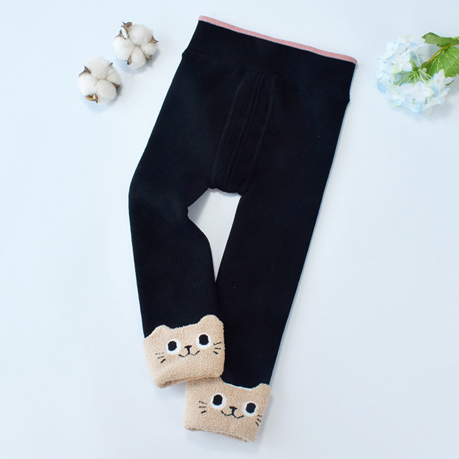 Jamsmile Toddler Girls Pants Leggings Ribbed Lace Trim Thicken Ruffle ...