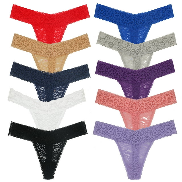 Yuamose Pack of 10 Lace Thongs For Women Super Soft Cute Stretchy Sexy ...