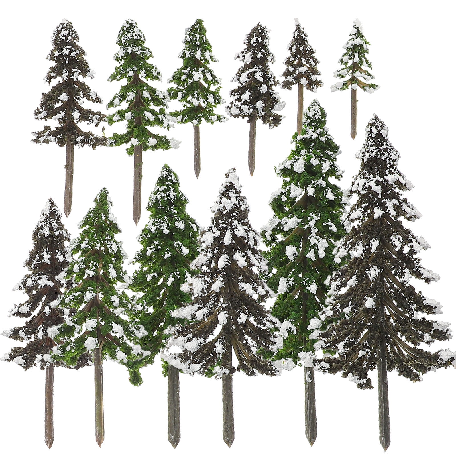 Yuan 12pcs Model Trees Miniature Trees Mini Simulation Pine Tree ...