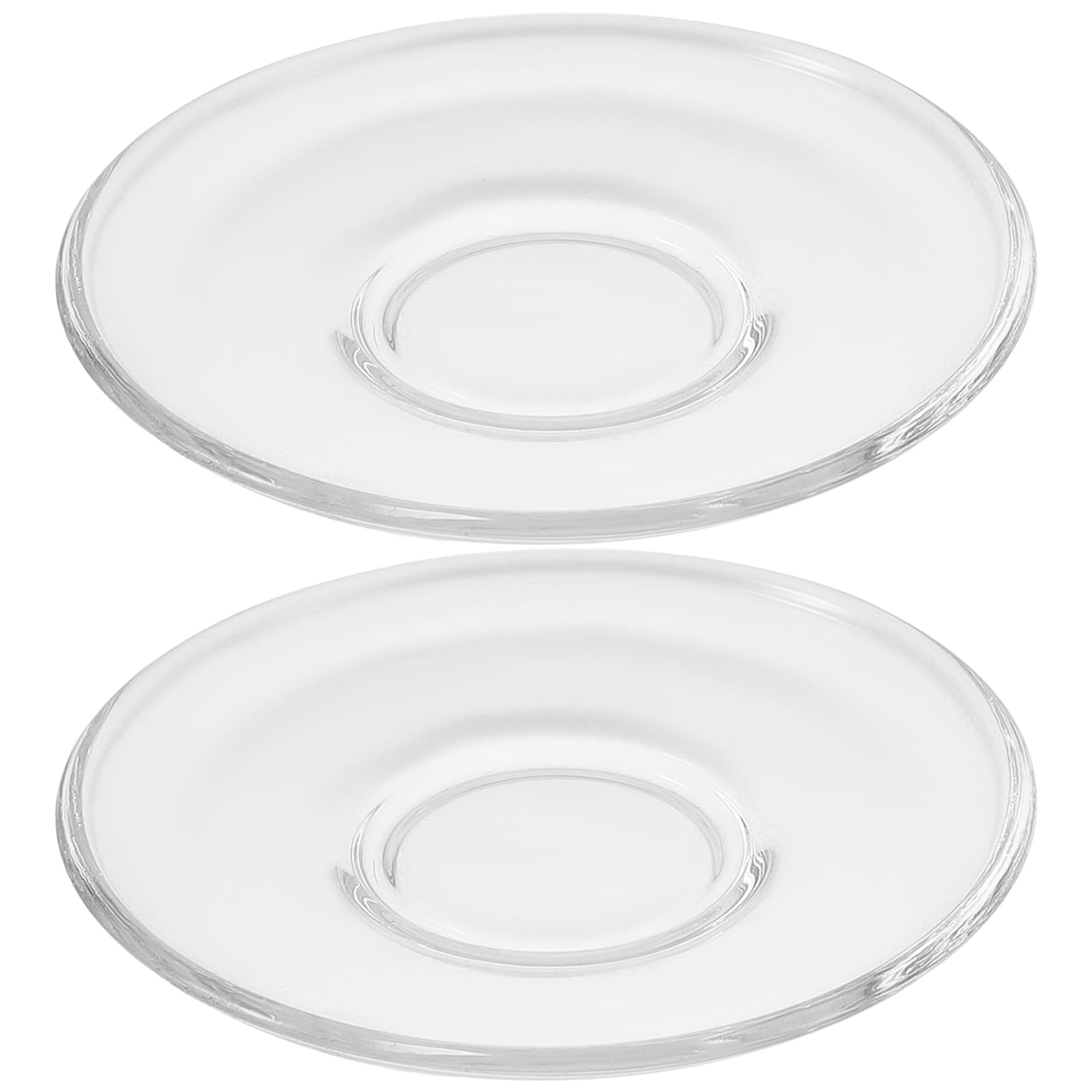 Yuan 2Pcs Clear Glass Saucers Round Glass Plates Decorative Coffee ...