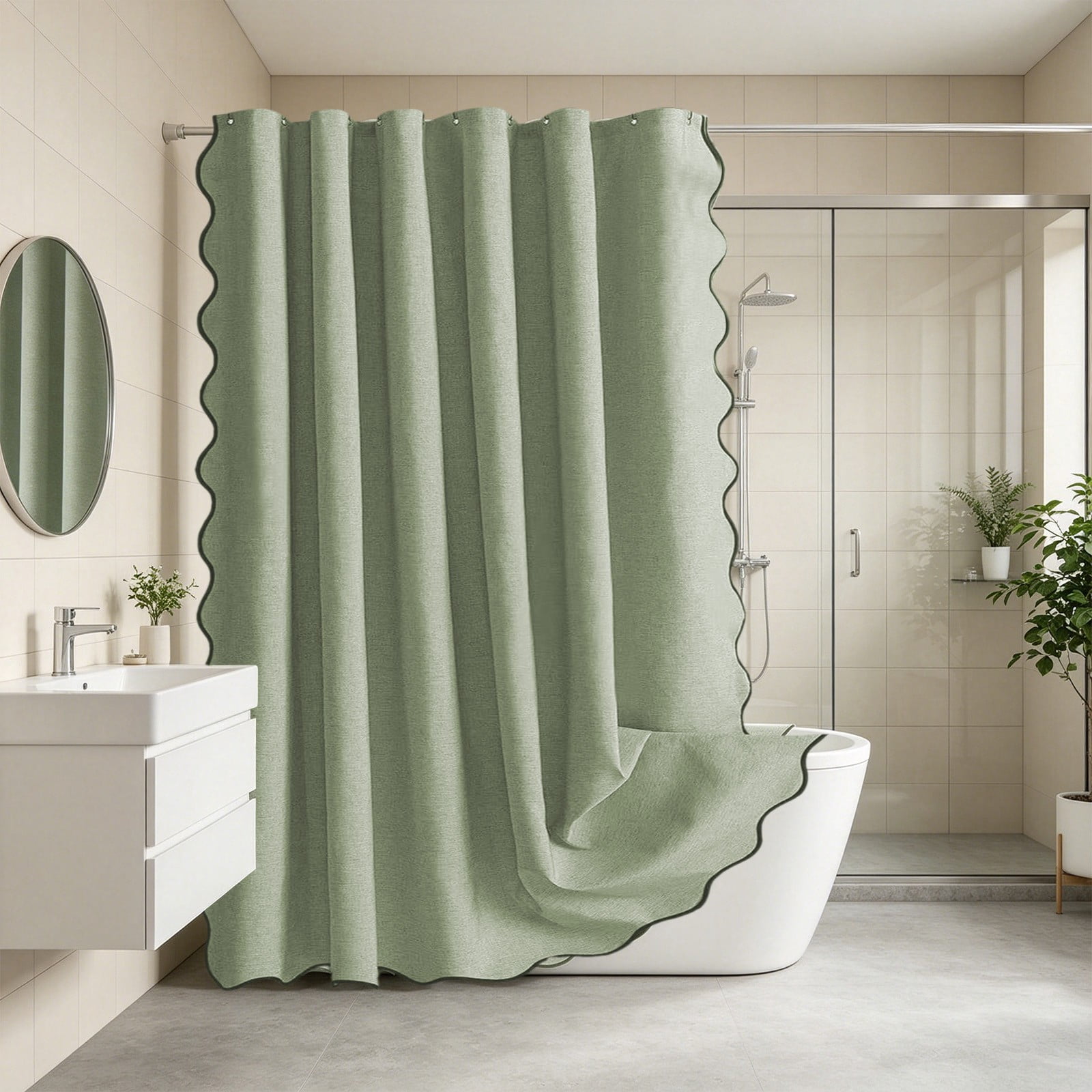 YuanGuangQ Large Area Easily Clean Cloth Shower Curtain, Watertight ...
