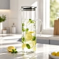 YuanGuangQ Large Capacity Glass Pitcher with Handle and Lid, Heat ...