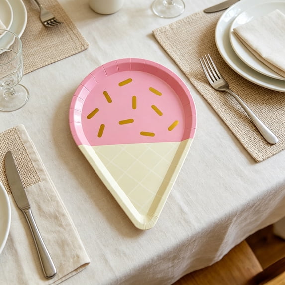 YuanGuangQ Round Ice Cream Dessert Platters, Disposable Paper Serving ...