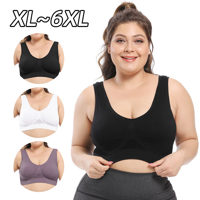 YuanLu Women's Plus Size Hi-Impact Sports Bra ,Wirefree Comfort Bra for Women, 3 Pack Multicolor ...