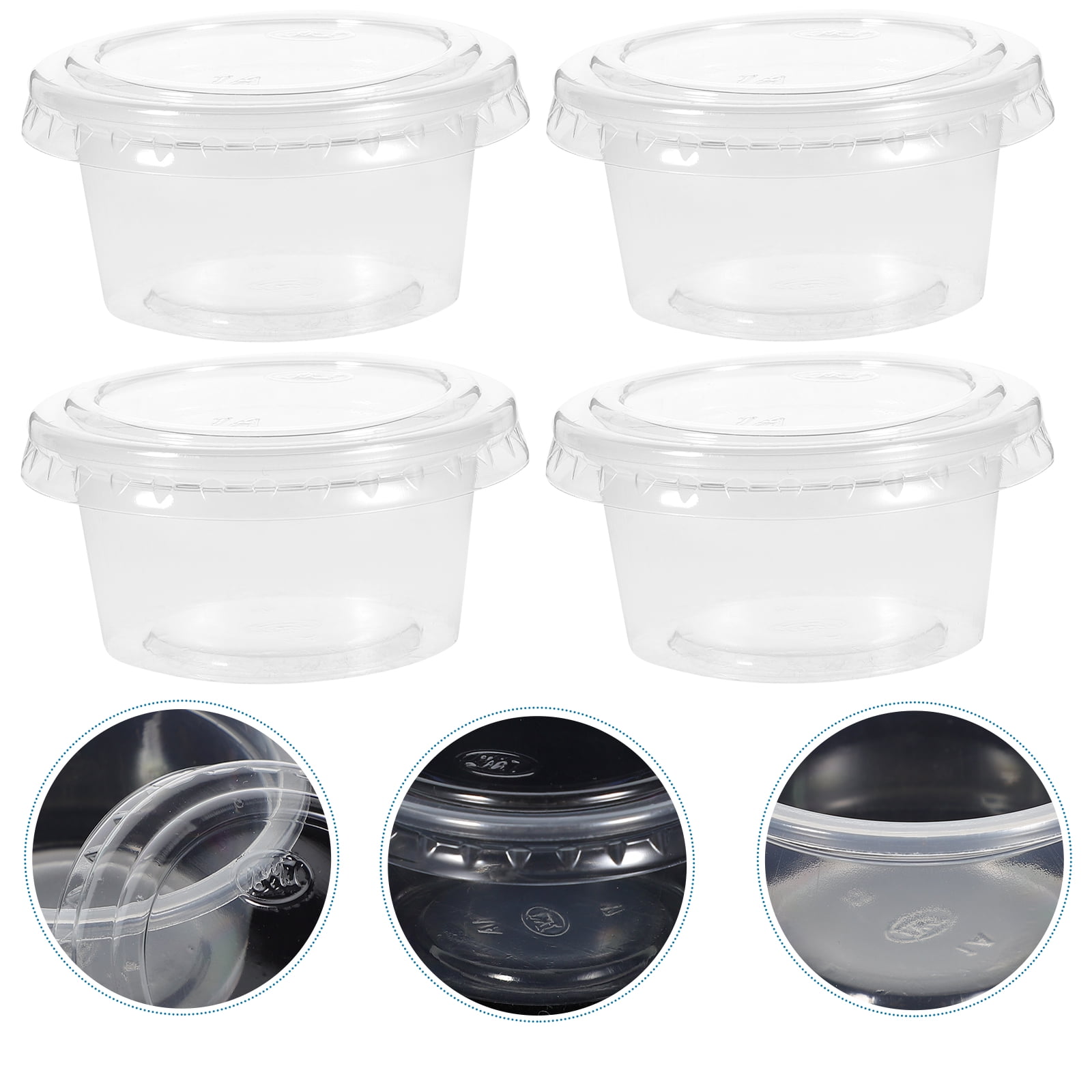 Yuangui 100 Pack Clear Condiment Cups with Lids - 1 oz Disposable ...