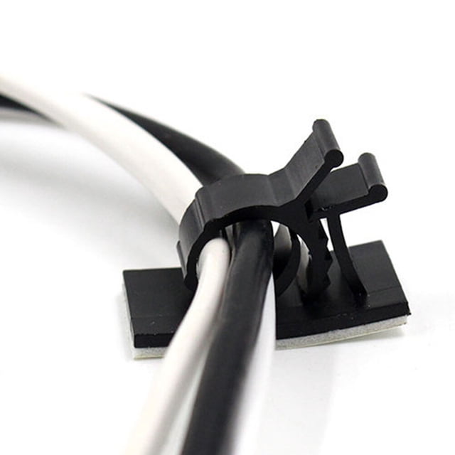 Yuangui 100pcs Plastic Clips Black Adhesive Backed Wire Adjustable ...