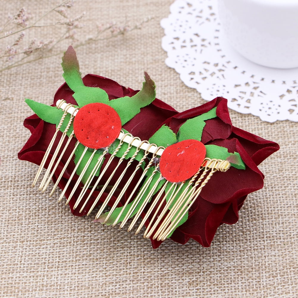 Yuangui 2Pcs Dark Red Rose Flower Hair Comb for Wedding Bride - Walmart.com