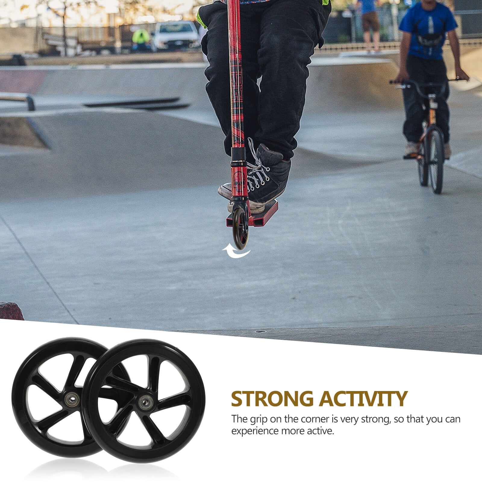 Yuangui 2pcs 180mm Scooter Wheels - Replacement PU Bearing Kids Scooter ...