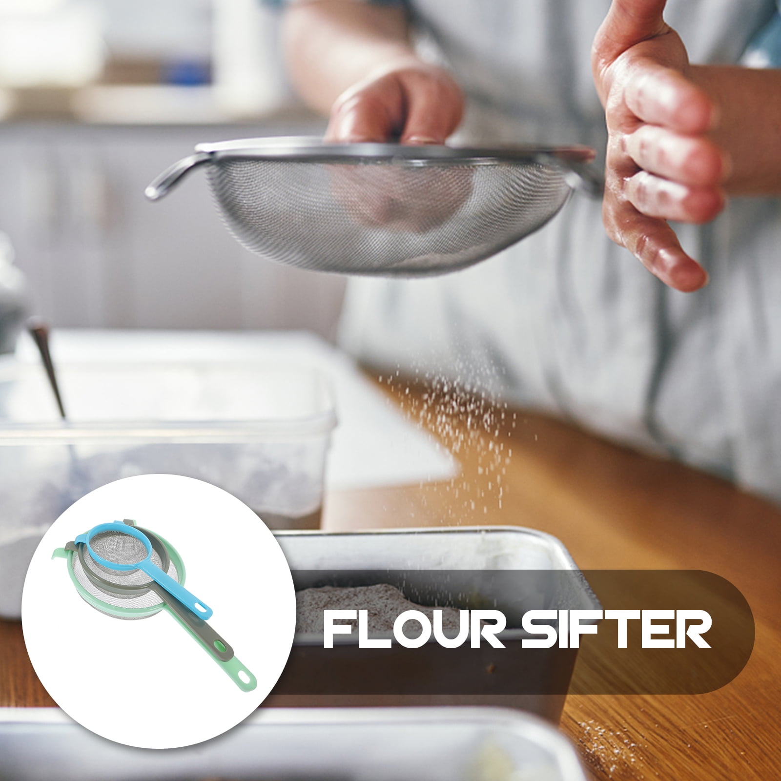 Yuangui 3pcs Stainless Steel Flour Sifter Set - Fine Mesh Sieve ...