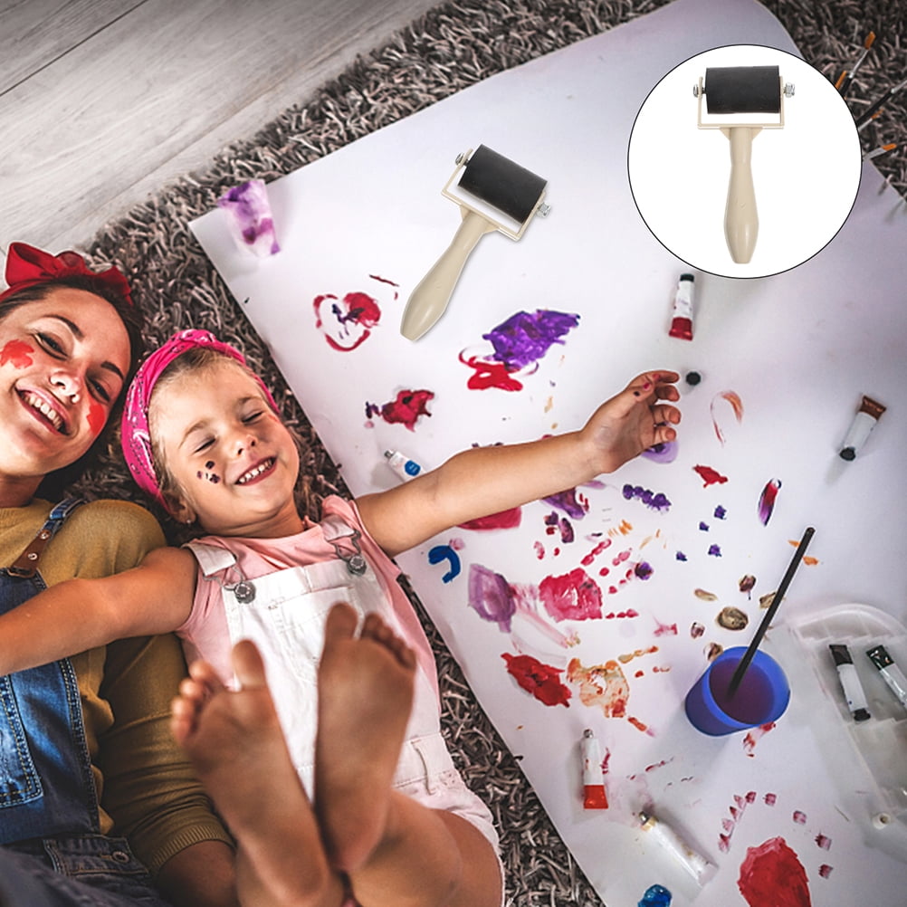 Yuangui 4 Pcs Printmaking Rubber Brayer Roller Paint Brush Ink ...