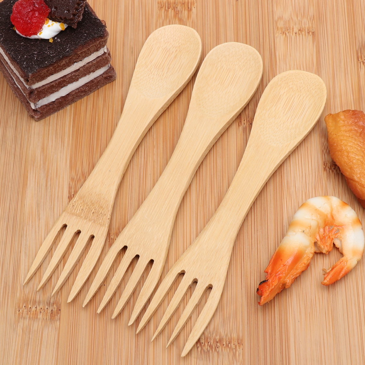 Yuangui 5 Wooden Sporks Set for Parties, Camping, BBQ - Walmart.com