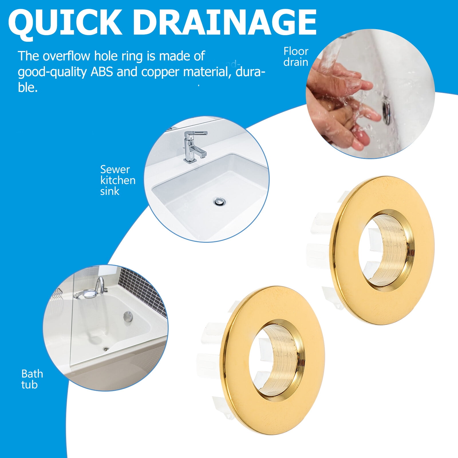 Yuangui 8 Pcs Overflow Cover Rings Basin Overflow Cover Caps Insert ...