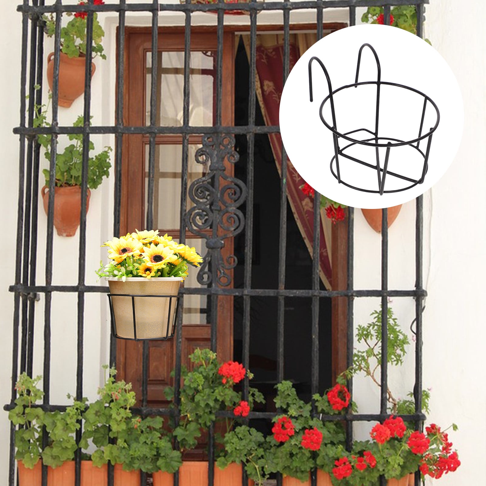 Yuangui Balcony Plantermetal Stand Rail Over Baskets Rack The Potted ...