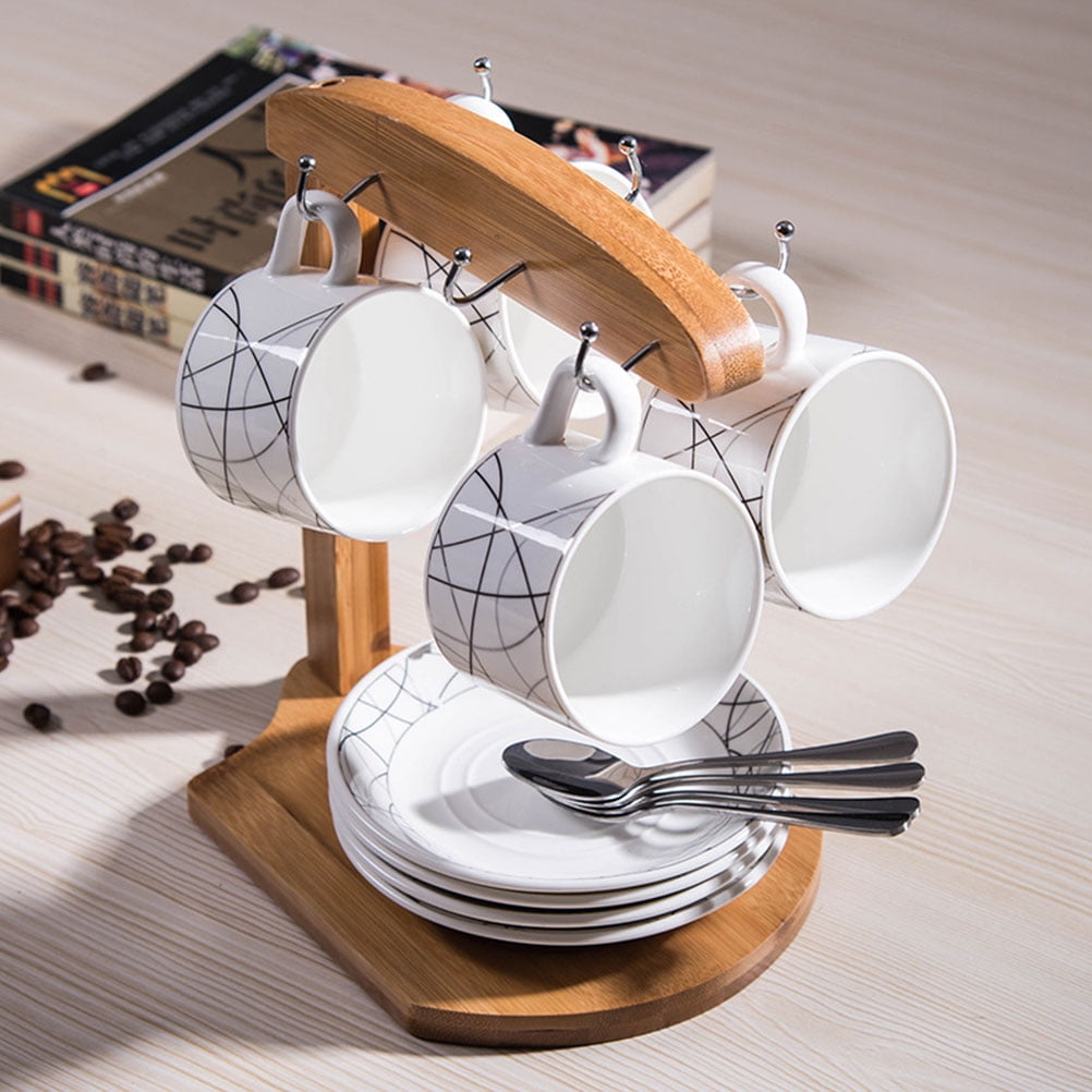 Yuangui Bamboo Coffee Mug Tree with 6 Hooks for Countertop - Walmart.com