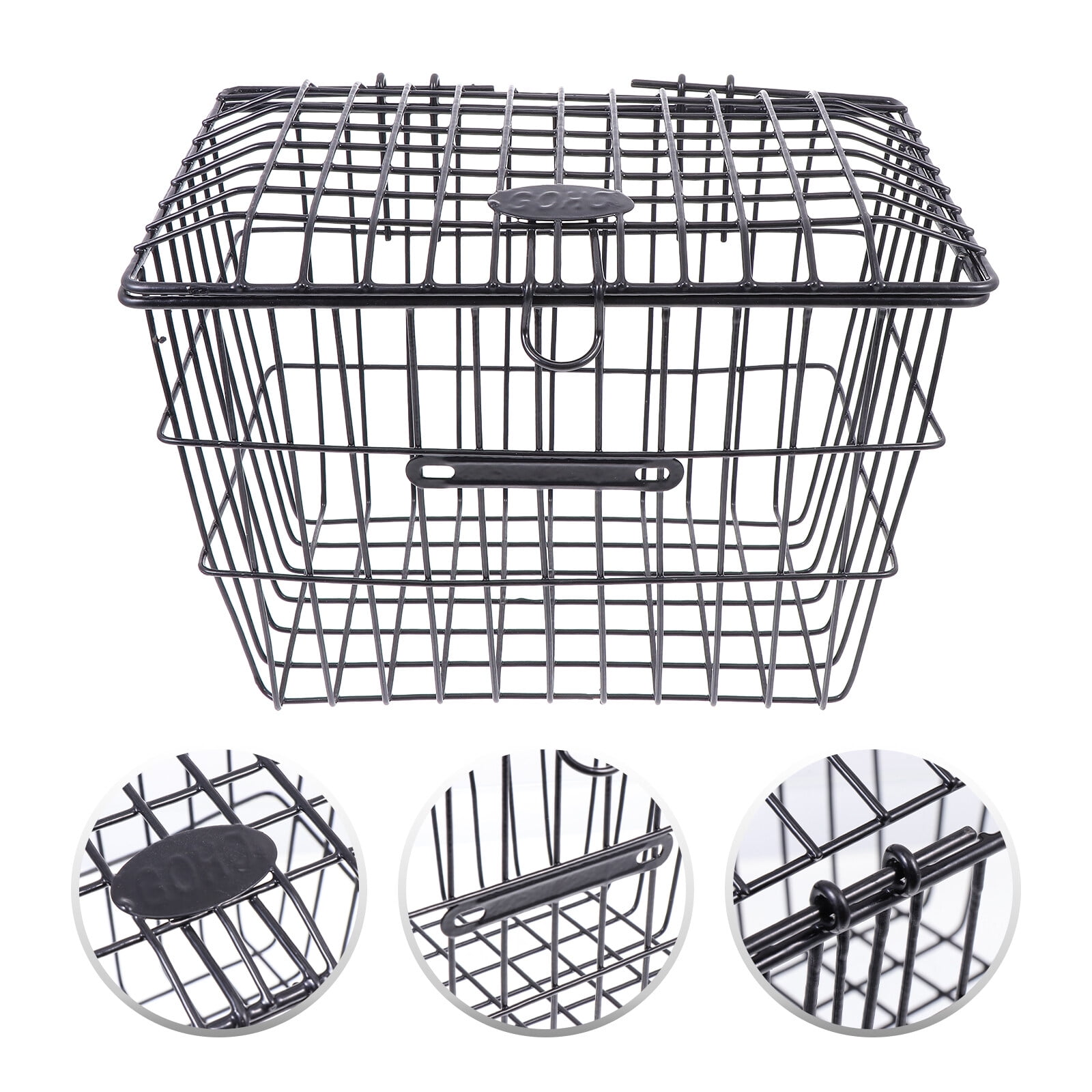 Yuangui Bike Rear Basket Metal Wire Cargo Rack with Lid for MTB ...