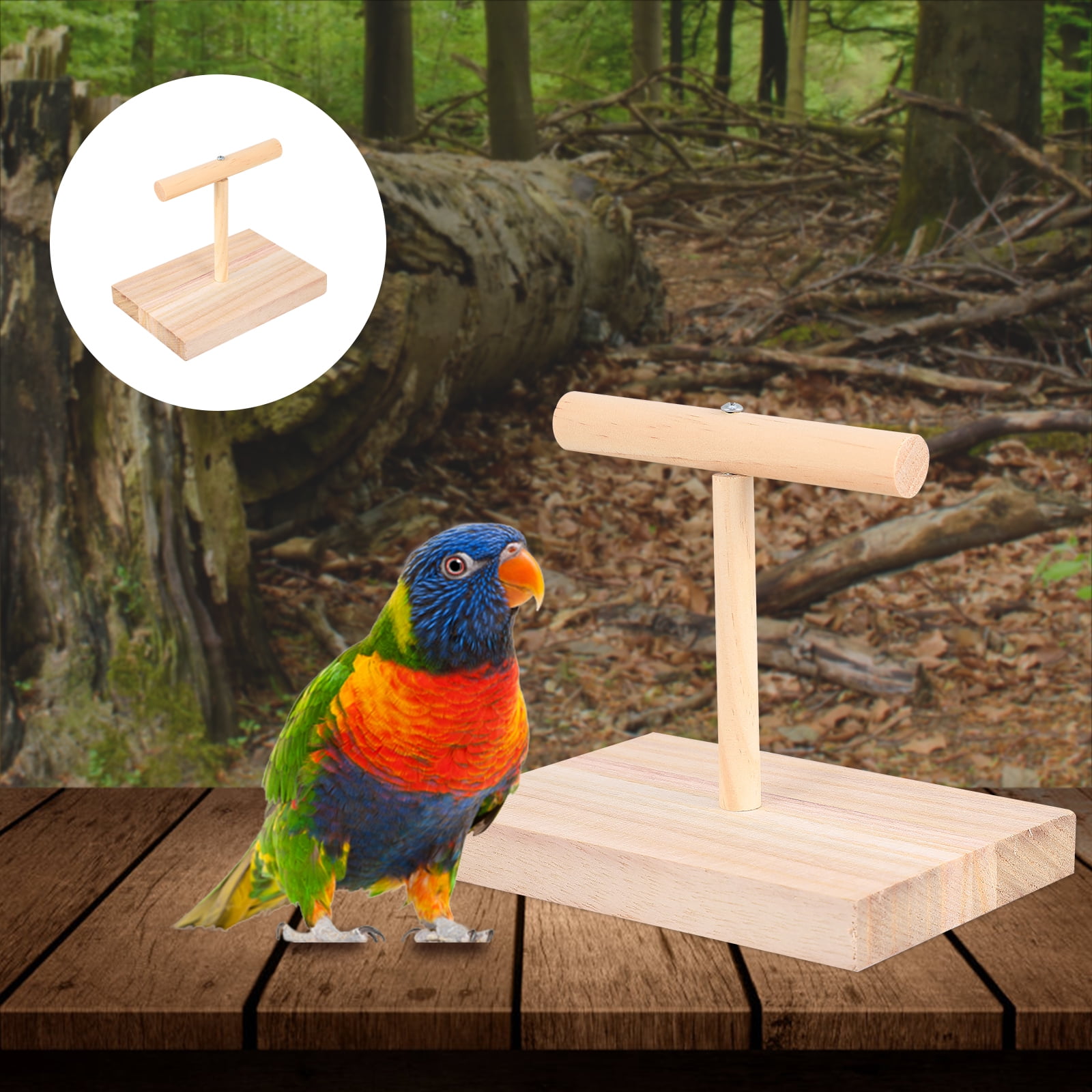 Yuangui Bird Perch Stand Parrot Training Cage Wooden Tabletop Lovebird ...