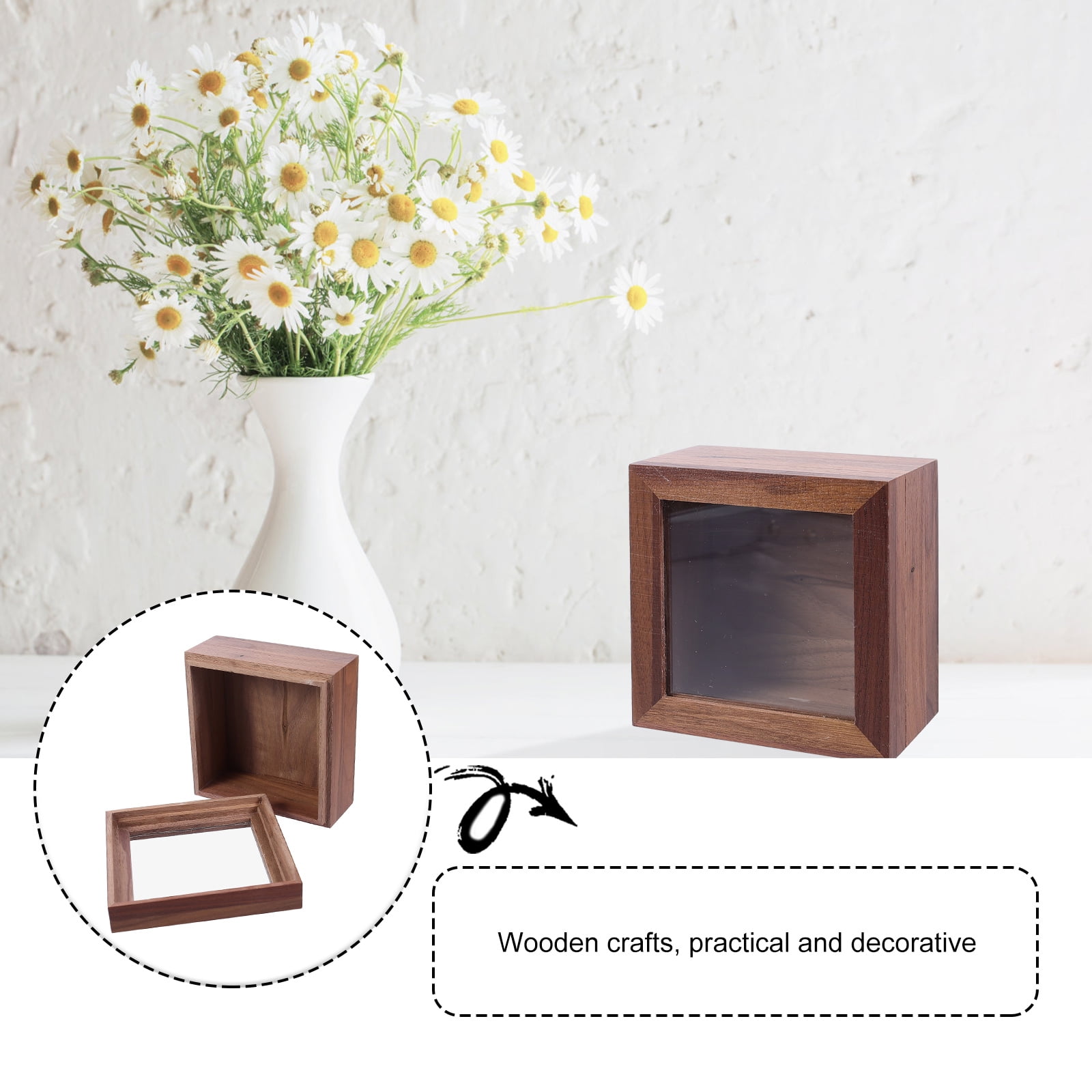 FRCOLOR 1PC Home Desktop Window Storage Box Square Wooden Sundries ...