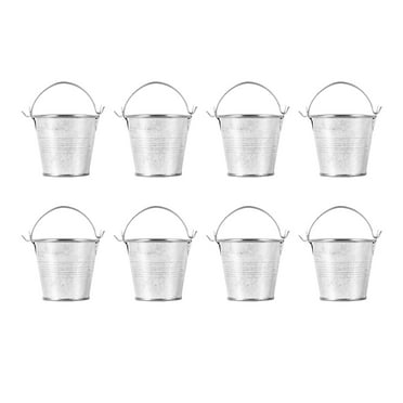 Set of 2 Galvanized Metal Pail Buckets with Handles - 6" Tall x 6 ...