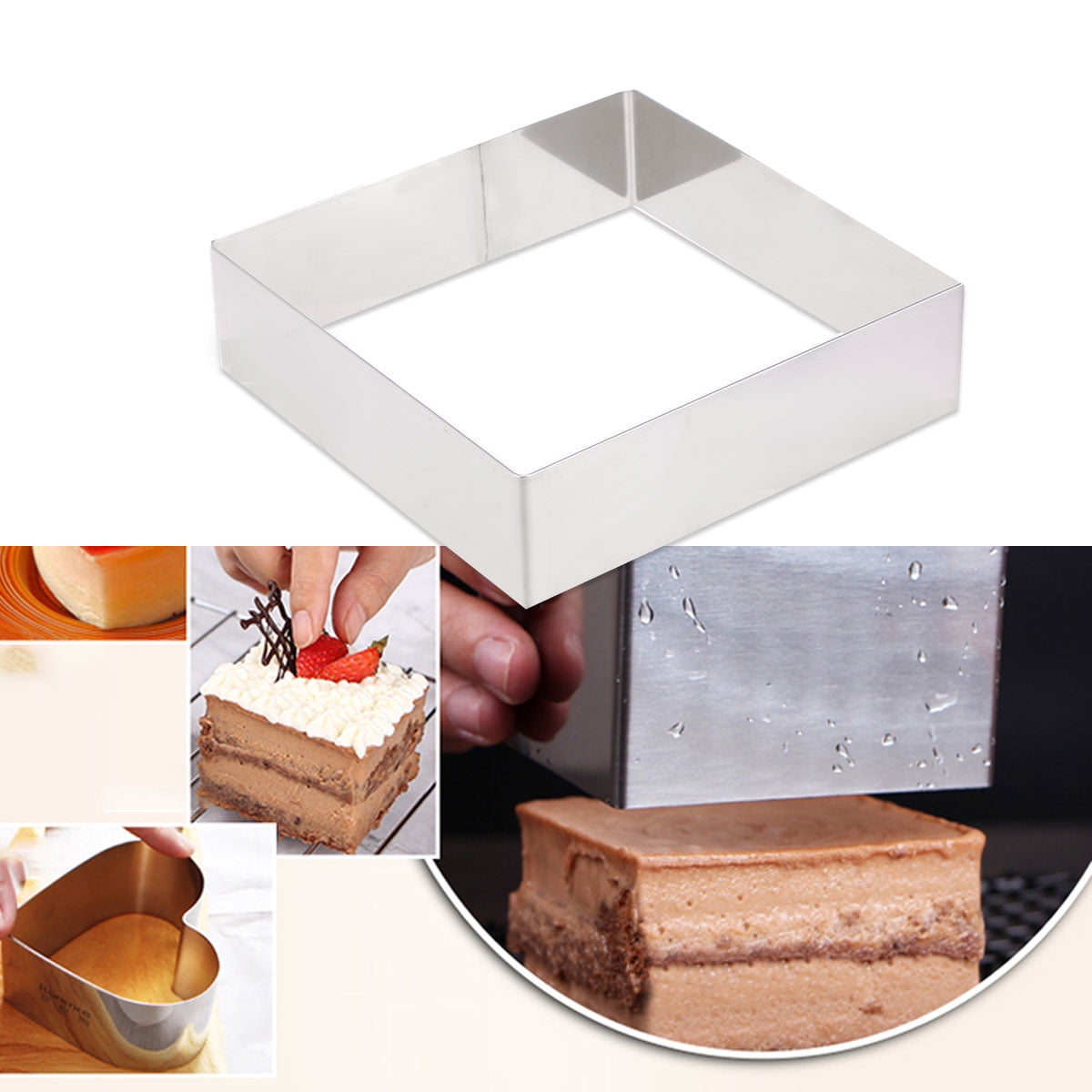Yuangui Cake Mold Ring Mousse Mould Baking Rings Dessert Stainless Steel Cookie Square Pastry ...