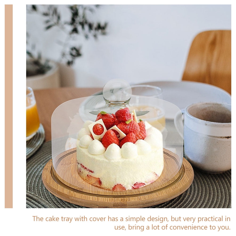 Yuangui Cake Tray with Glass Dome Cake Display Plate Serving Tray ...