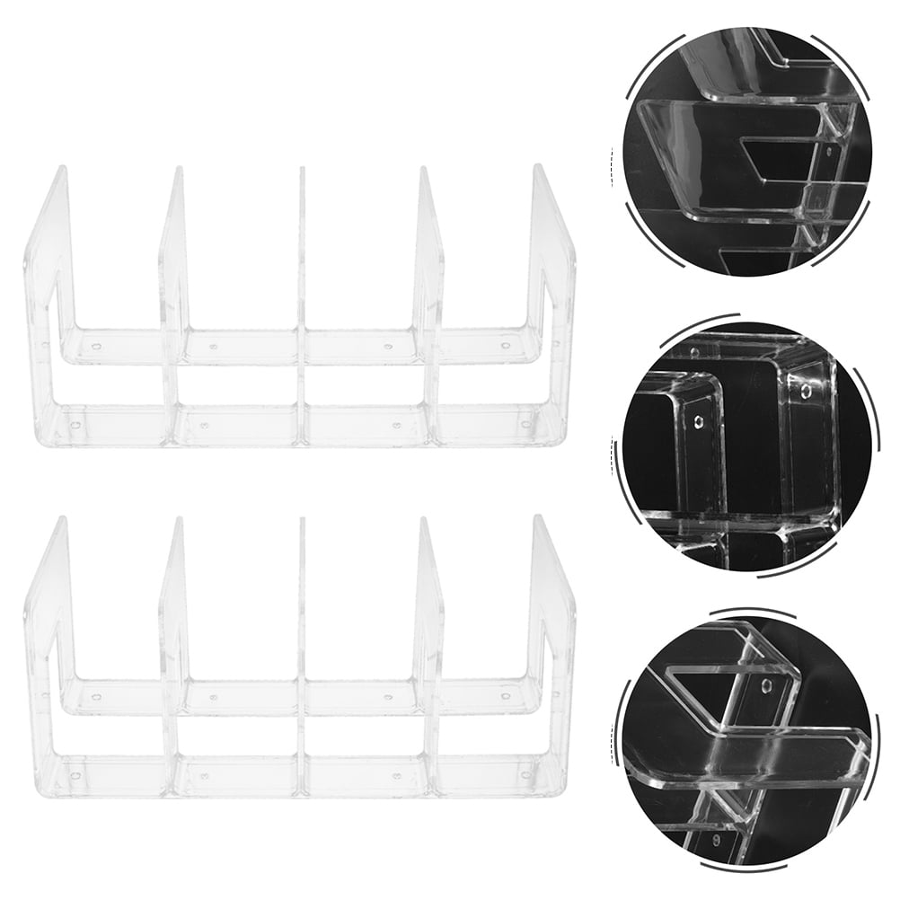 Yuangui Clear Acrylic Bookends with 4 Grids for Desktop File Storage ...
