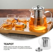Clear Heat Resistant Glass Teapot w/Stainless Steel Strainer Filter ...