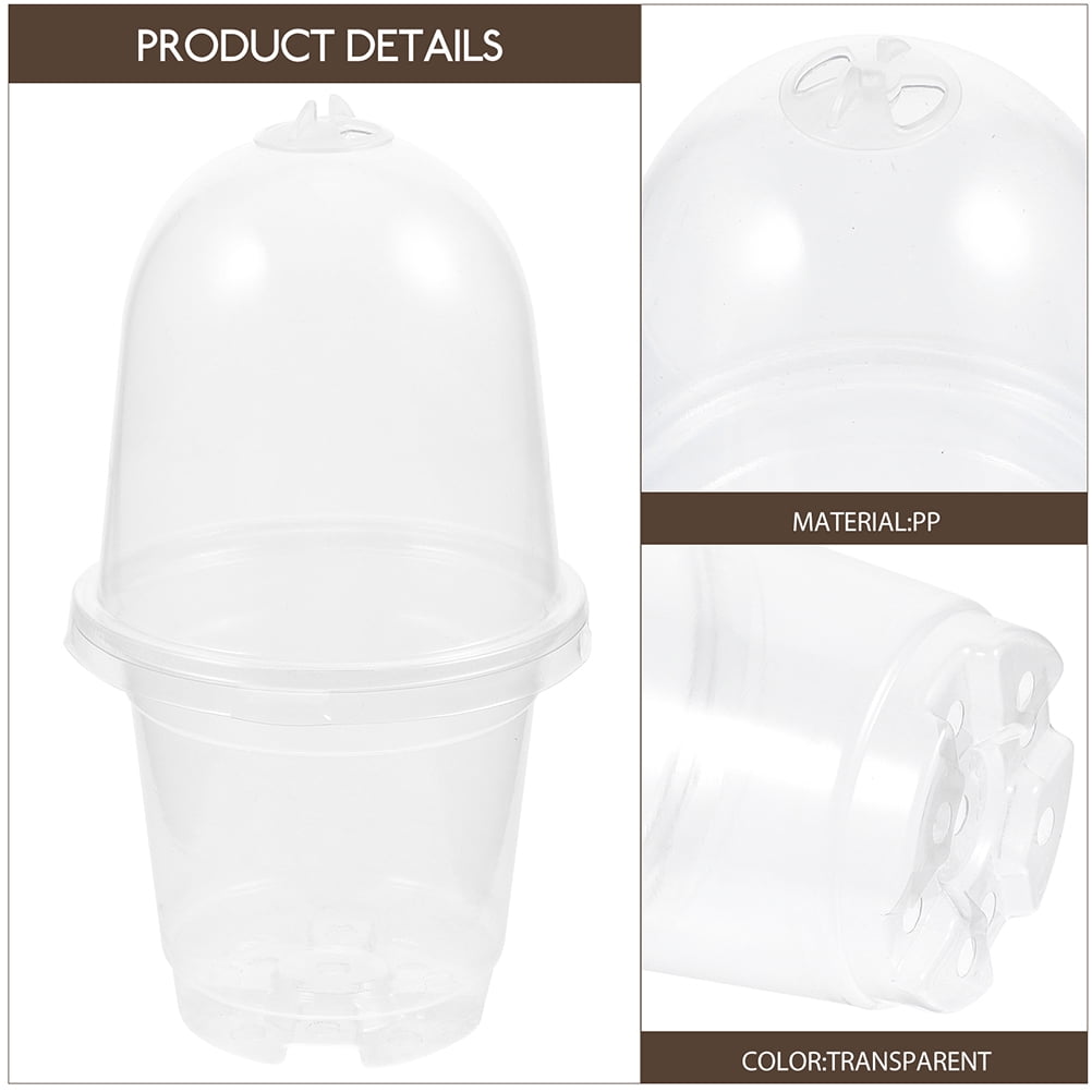 Yuangui Clear Plastic Plant Pots with Humidity Dome - Set of 1 ...