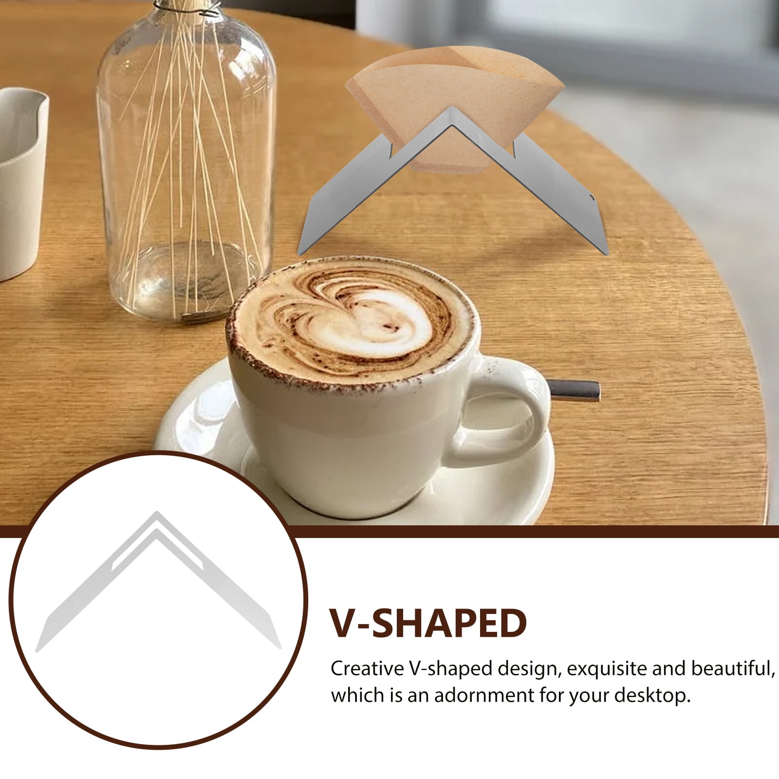 Stainless Steel Coffee Filter Holder with Paper Rack and Stand for 1 ...