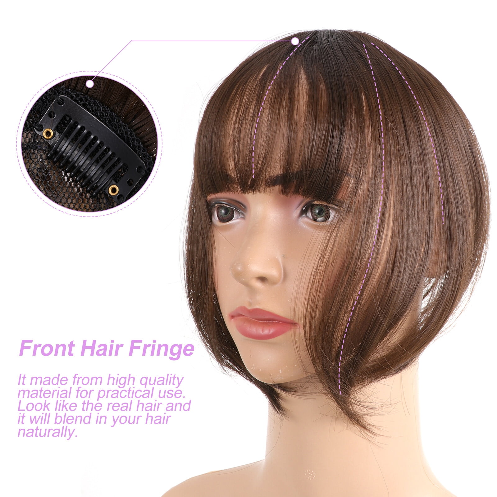 Yuangui Hair Fringe Bangs Bang Clip Woman Extensions Side Two Straight ...