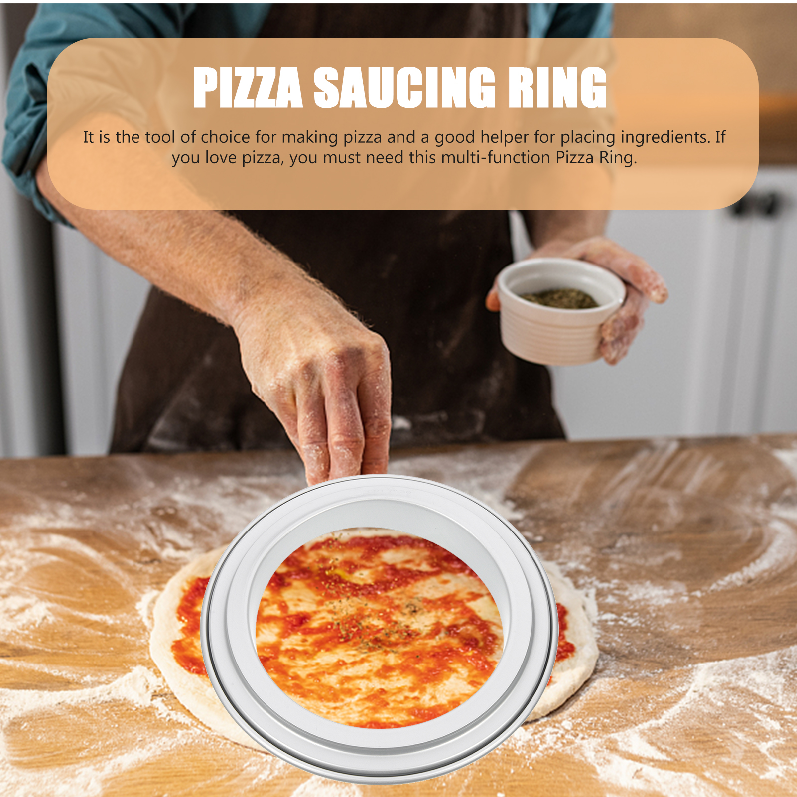 Yuangui Pizza Saucing Ring Metal Pizza Seasoning Sprinkling Ring Pizza ...