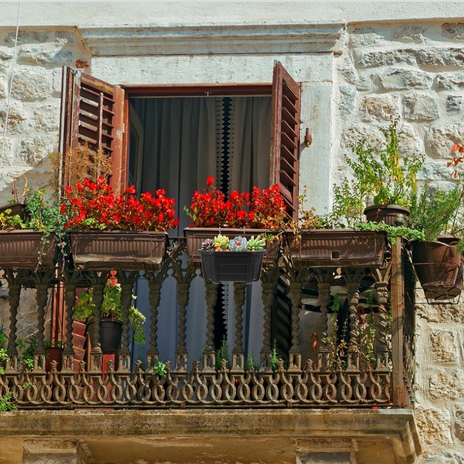 Yuangui Pot Planter Rail Plant Fence Hanging Windowsill Pots Cactus ...