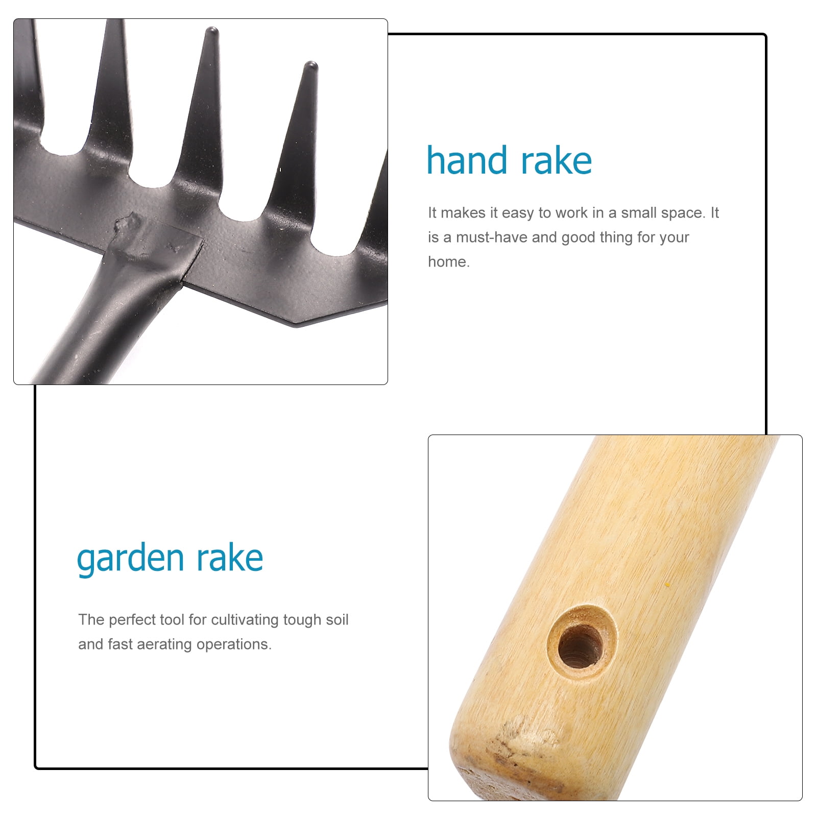 Yuangui Rake Garden Lawn Rake Metal Steel Soil Kids Held Hand Weeding ...