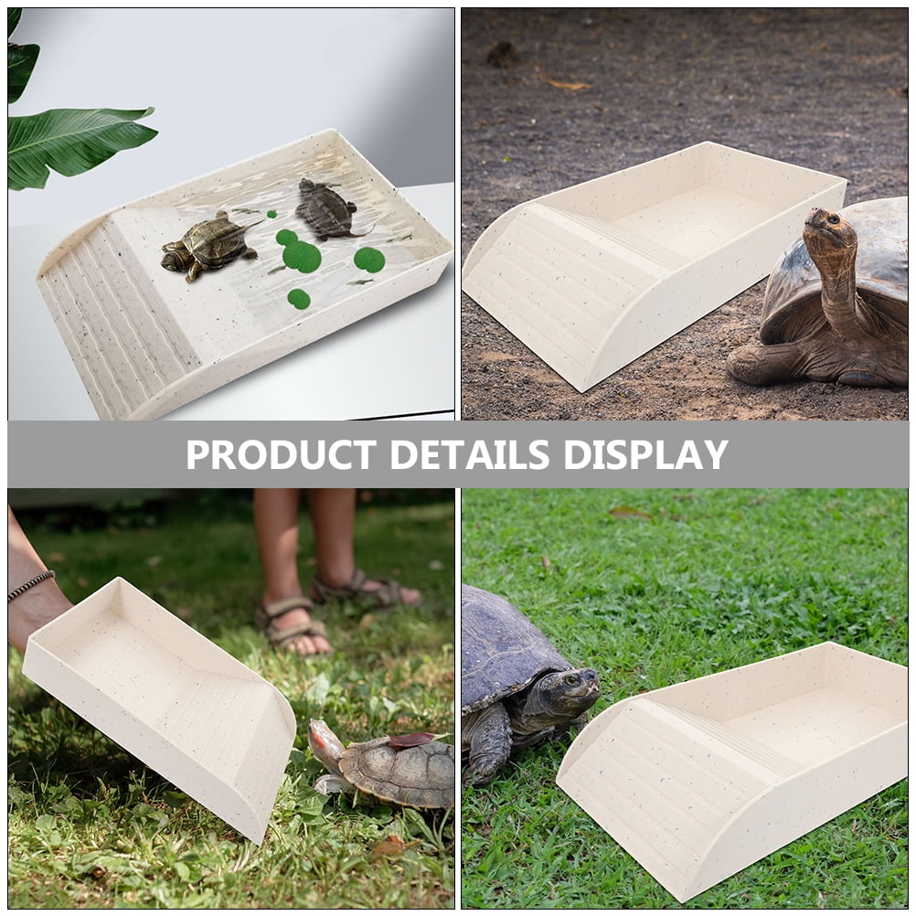 Yuangui Reptile Feeding Dish with Ramp and Basking Platform - Grey ...