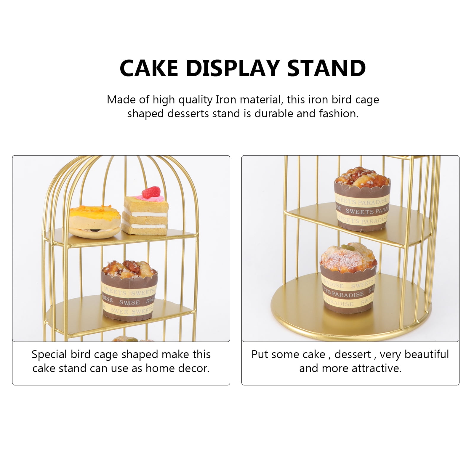 Yuangui Stand Dessert Display Cake Cupcake Bird Tower Tier Cage Tiered ...