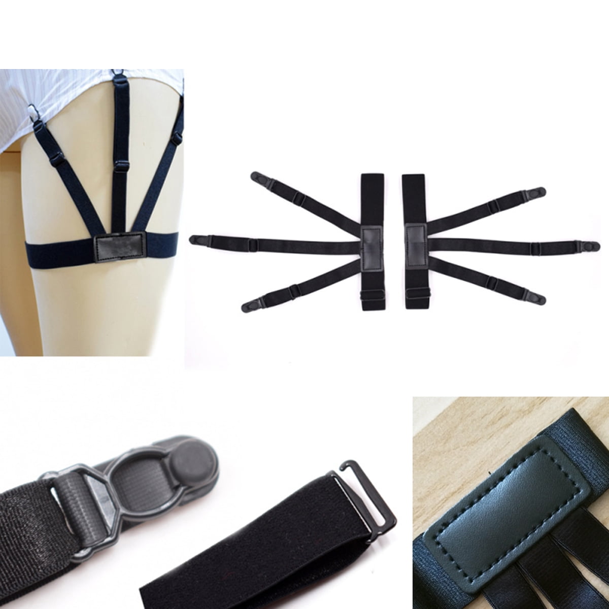 Yuangui Thigh Shirt Stays Garters Adjustable Anti-Wrinkle Non Clip ...