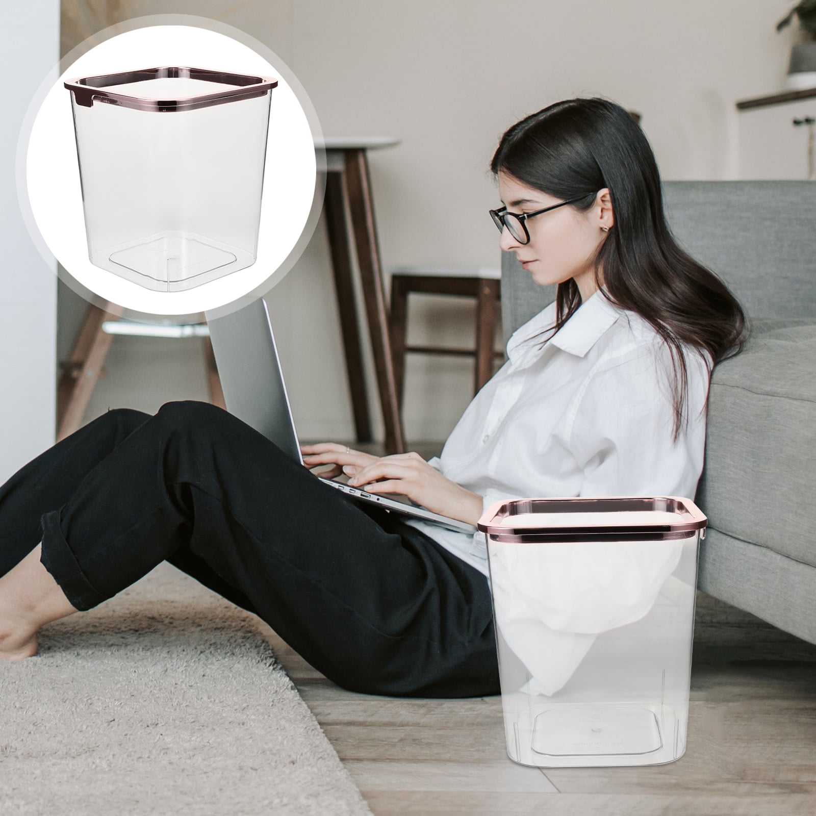 Yuangui VILLCASE Clear Plastic Trash Can with Handle for Small Spaces ...