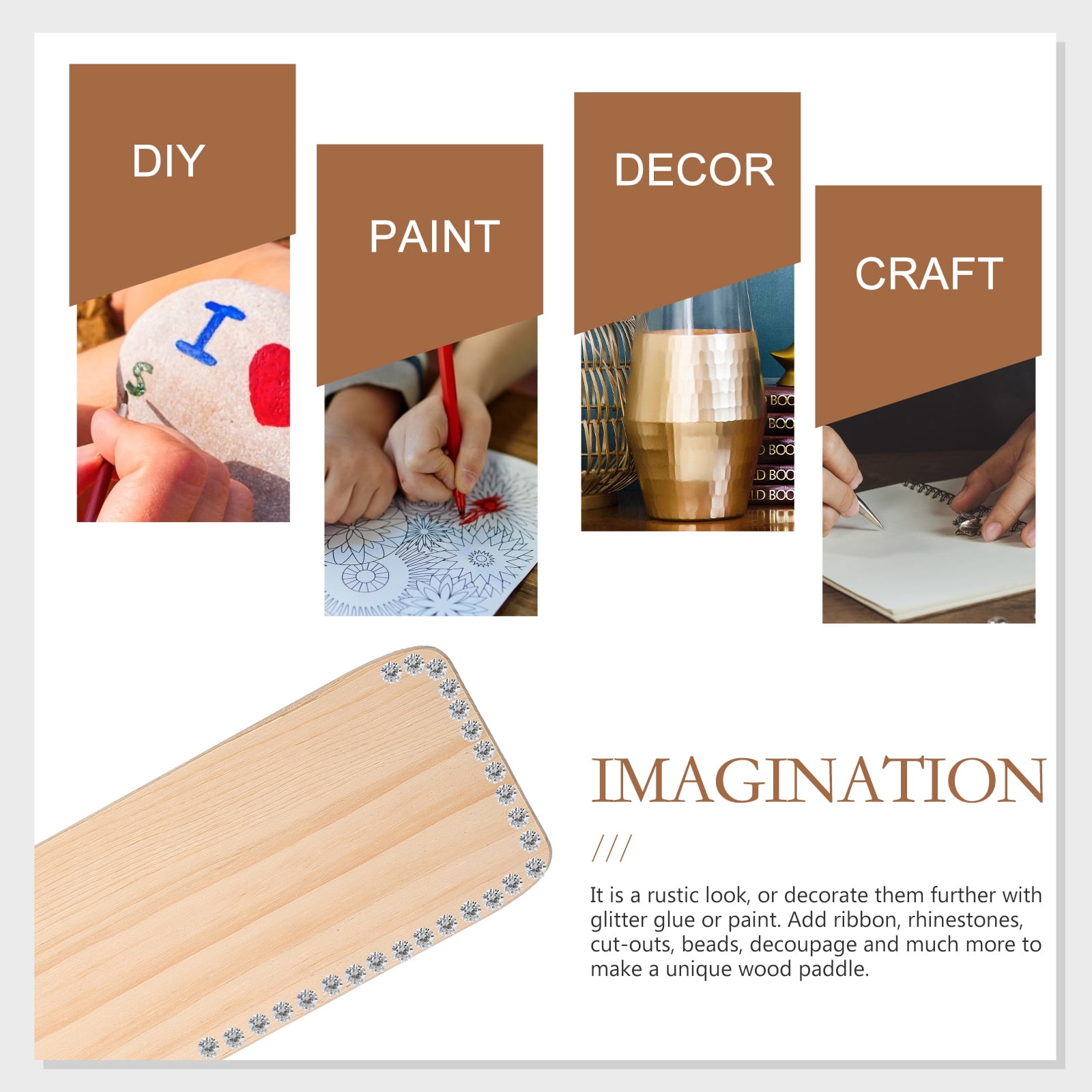 Yuangui Wooden Paddles Oar Wood Paddle Wall Unfinished Canoe Decor ...