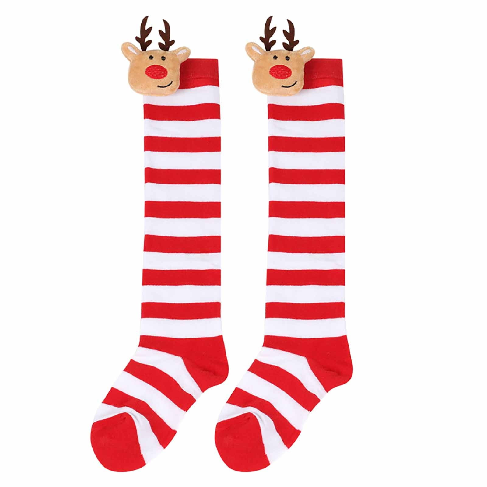 Yuanlong Children Socks Merry Christmas Striped Pattern Plush Knee ...