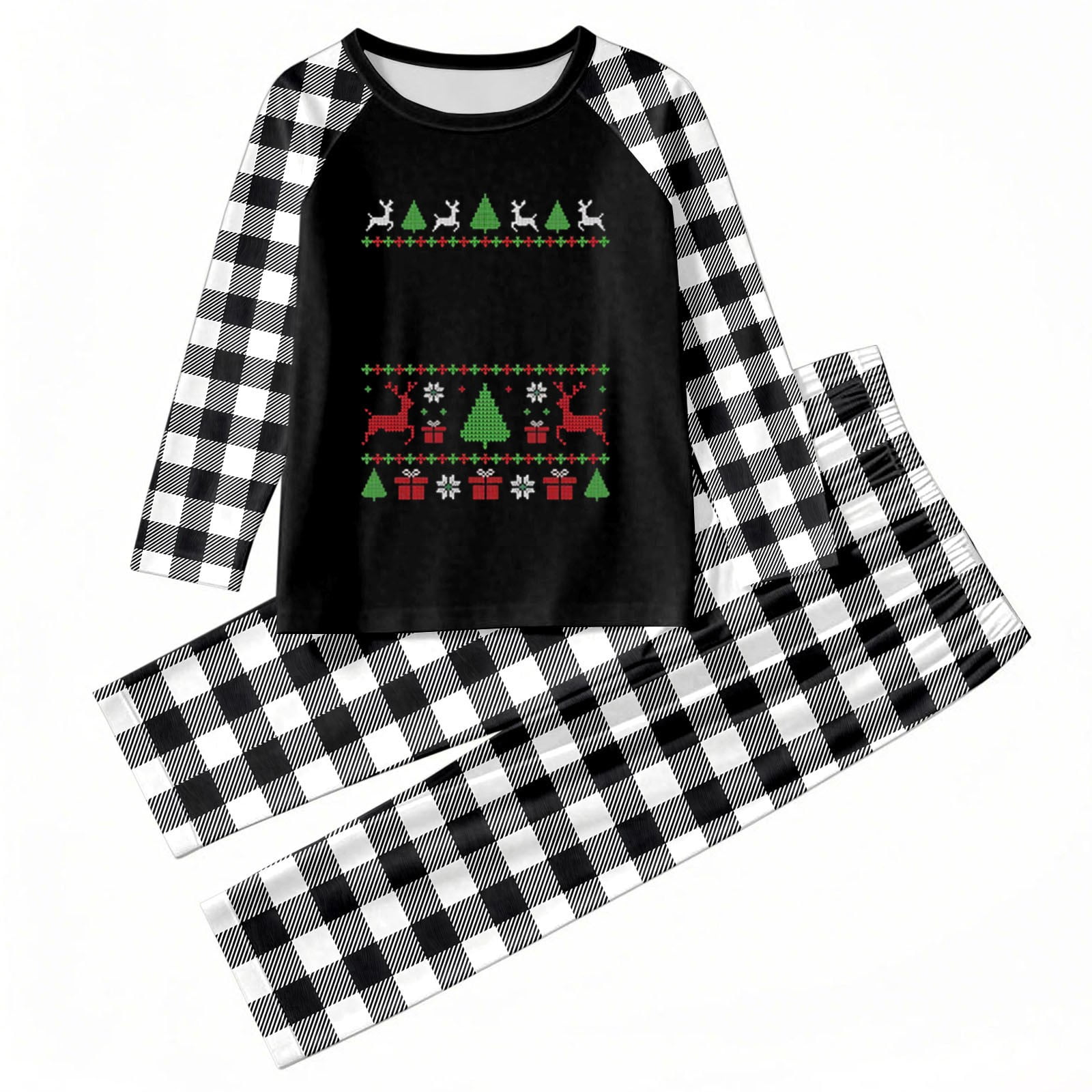 Yuanlong Family Matching Pajama Sets Christmas Tree Reindeer Pattern ...
