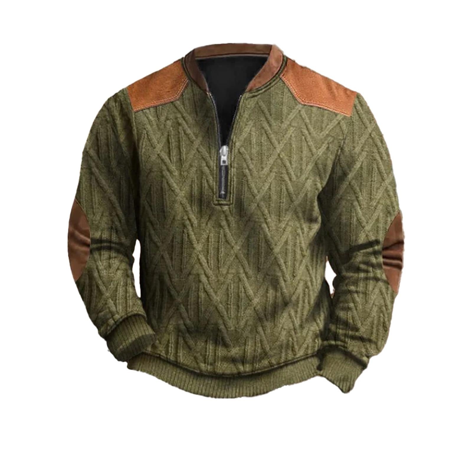 Yuanlong Mens Sweatshirts 3D Printed Half Zip Stand Collar Long Sleeve ...