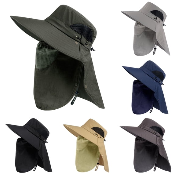 Yuanlong Unisex Bucket Wide Brim With Face Coverage Summer Solid Color ...