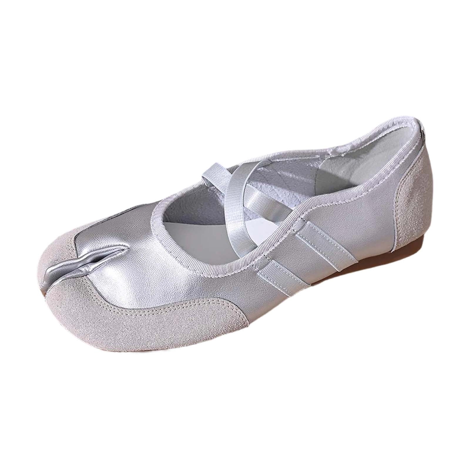 Yuanlong Women's Ballerina Shoes Soft Synthetic Leather Split Toe Slip ...