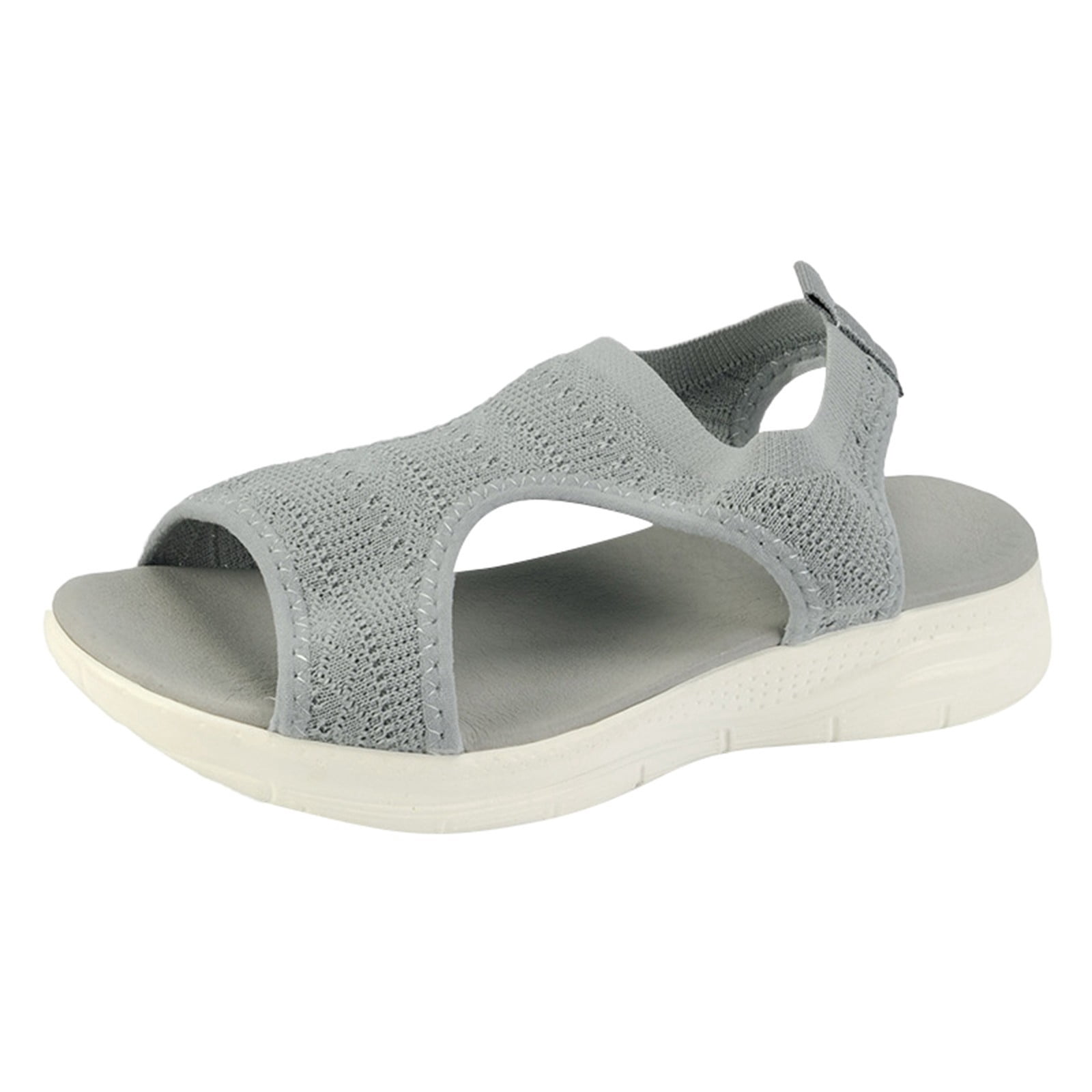 Yuanlong Women's Sandals Mesh Upper Slip On Flat Sole Sandals ...