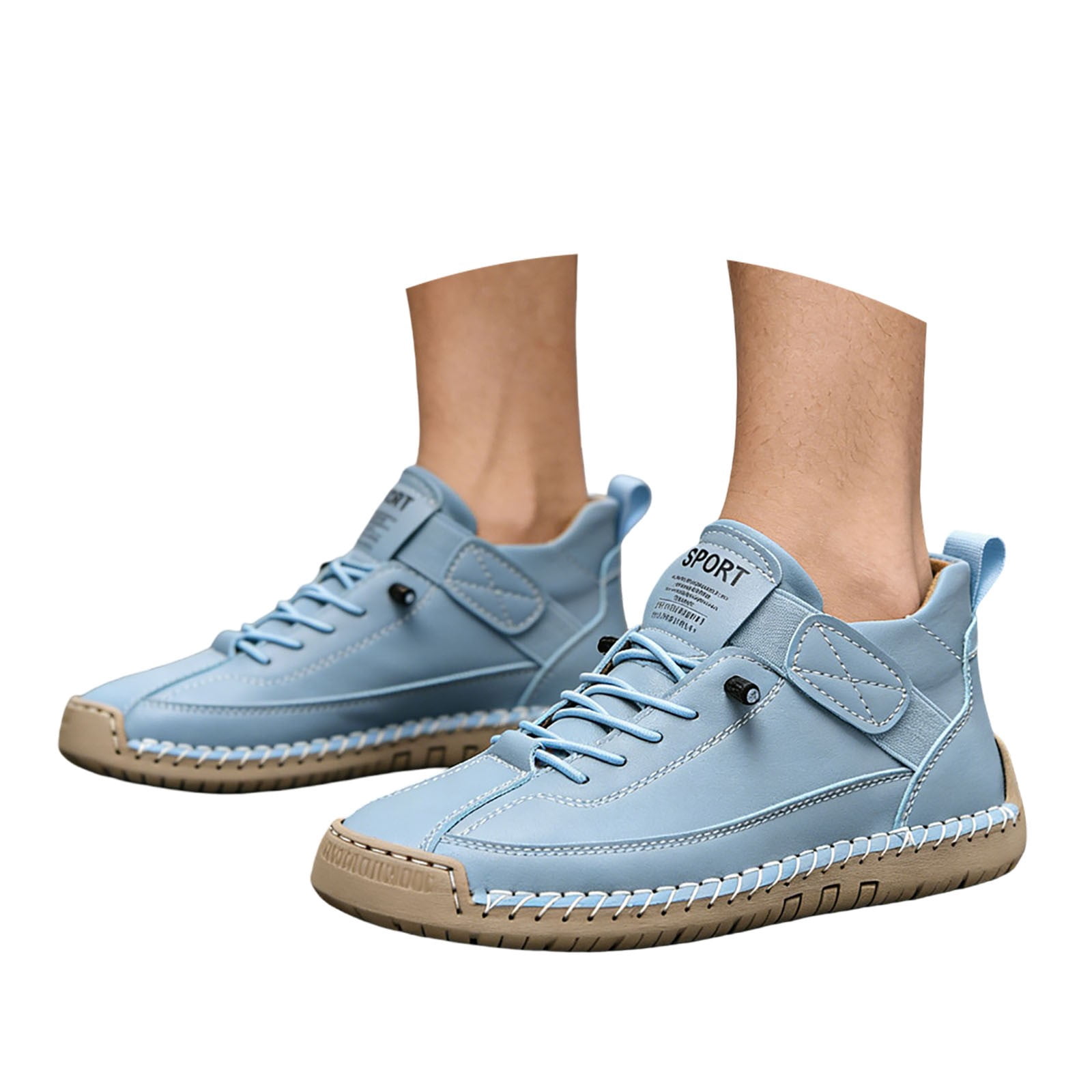 Yuanlong Women's Sneakers Synthetic Leather Hand Sewn Lace Up Mid Top ...